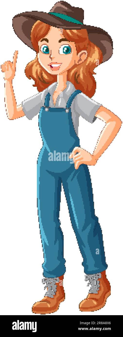 Young female farmer cartoon character illustration Stock Vector Image ...
