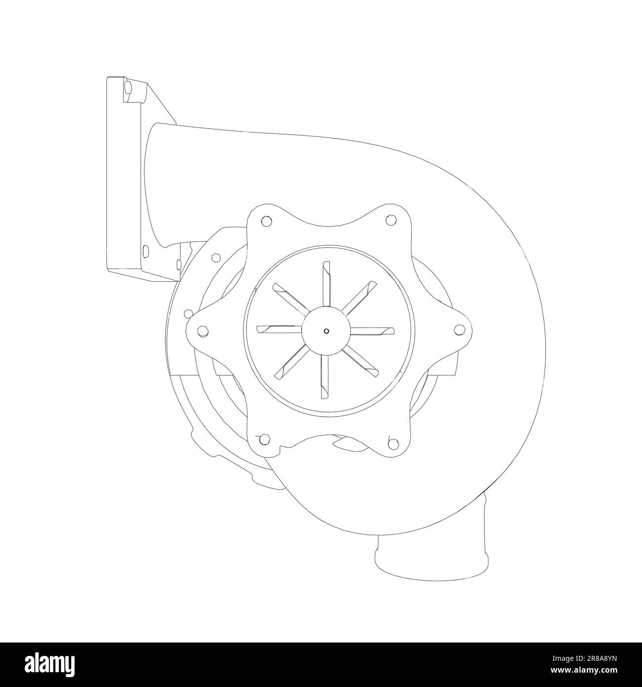 Steam turbine rotor operation. Vector illustration. Automotive turbine ...