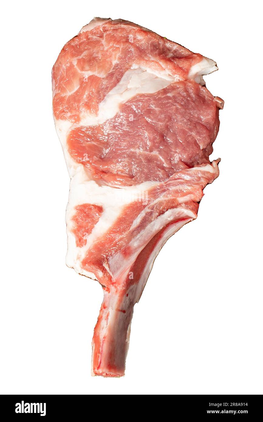 Raw lamb chops isolated on white background. Fresh raw lamb chops with ...