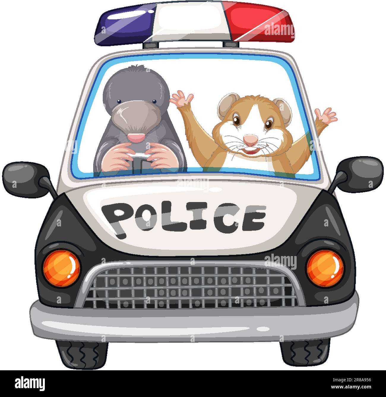 Mole and Hamster in Police Car illustration Stock Vector Image & Art ...