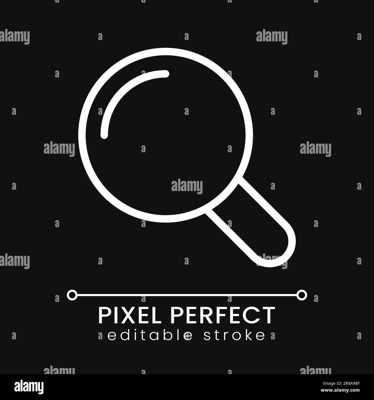 Magnifying glass pixel perfect white linear icon for dark theme Stock ...