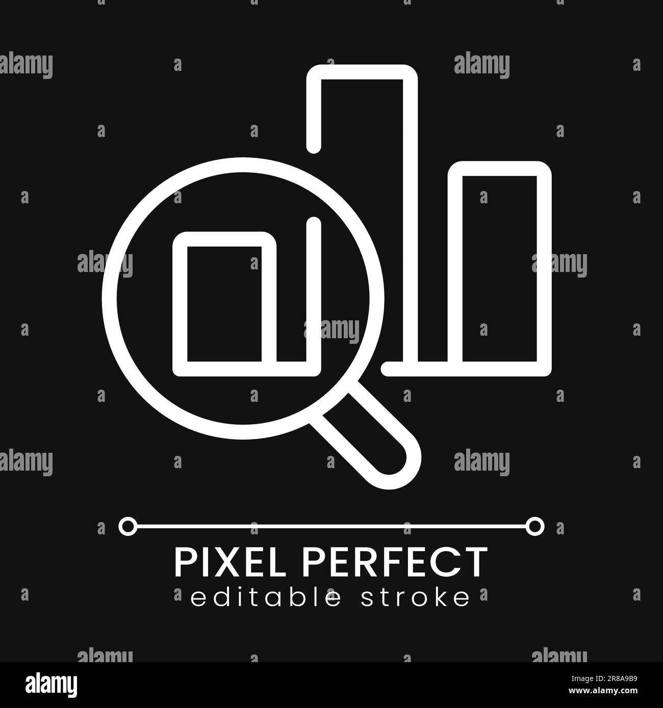 Charts and loupe pixel perfect white linear icon for dark theme Stock Vector Image & Art - Alamy