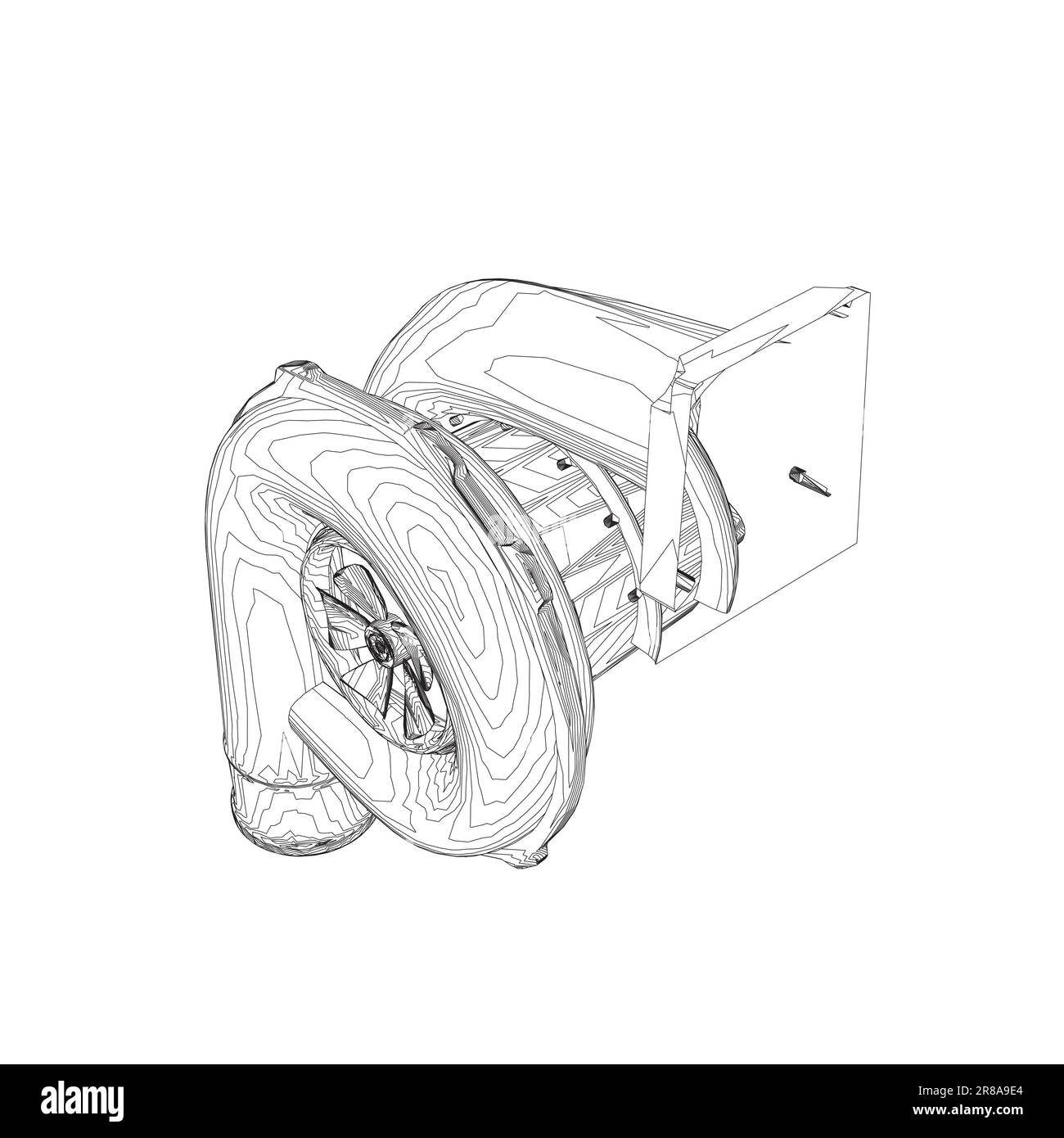 Steam turbine rotor operation. Vector illustration. Automotive turbine ...