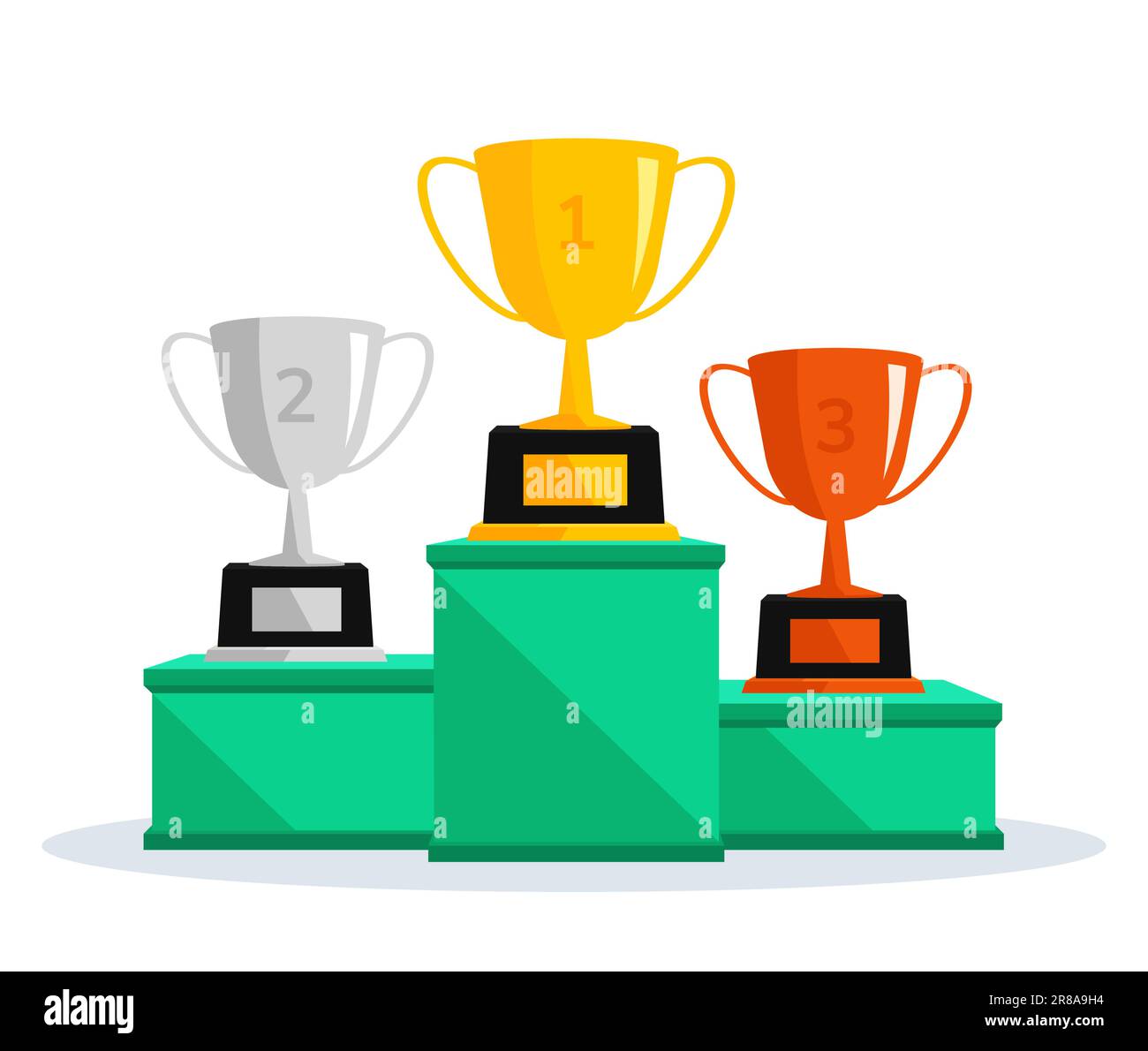 Winners podium with trophy cups and confetti. Vector award nomination ...