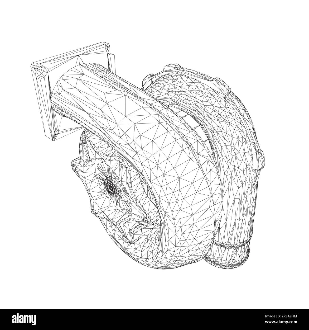 Wireframe Steam turbine rotor operation. Vector illustration ...