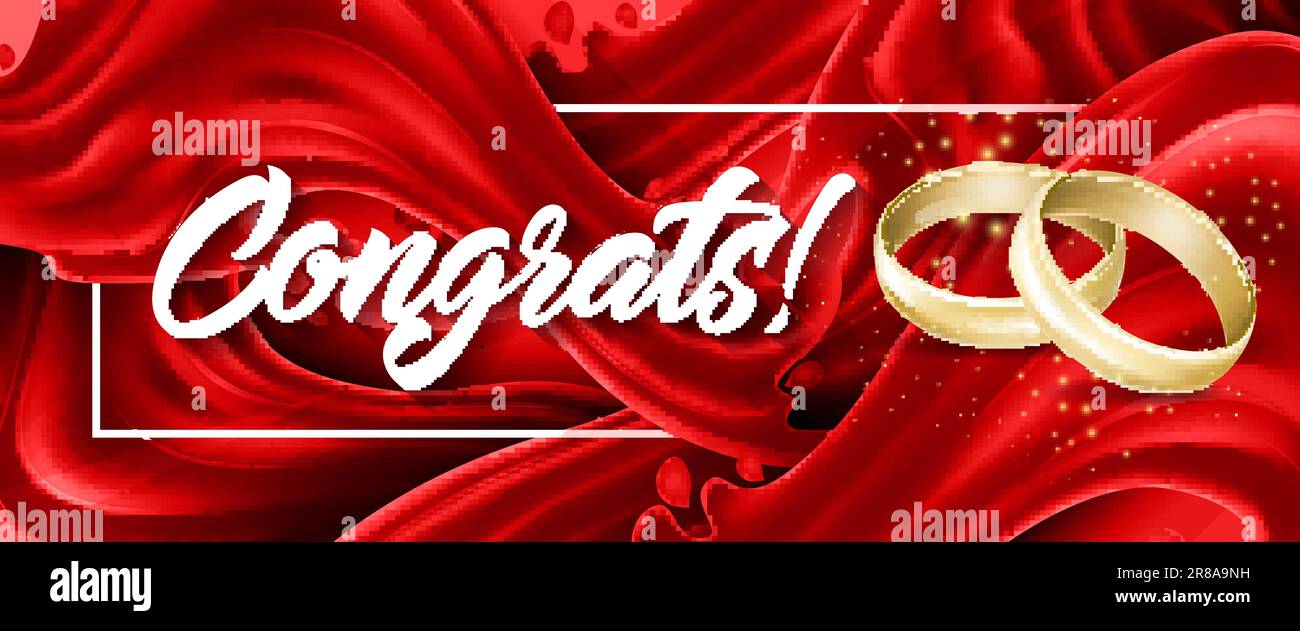 Congrats Lettering with Rings in Frame Stock Vector Image & Art - Alamy