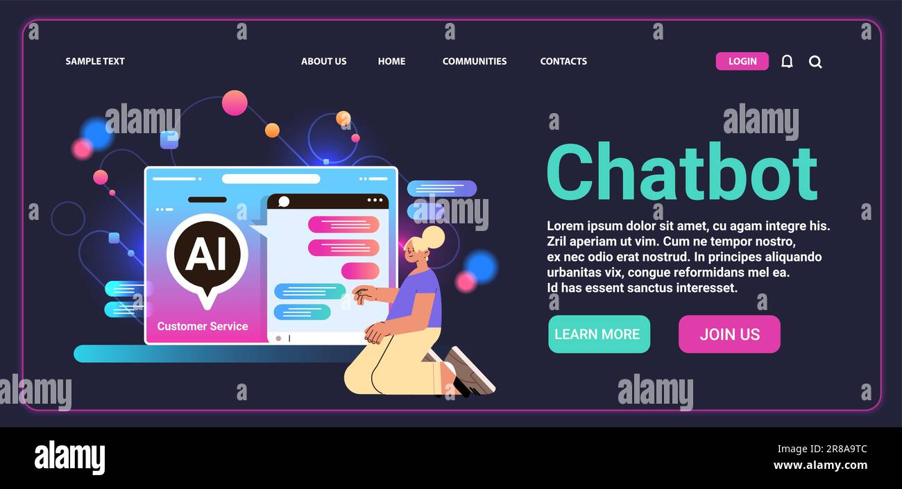 woman chatting with chatbot in computer application ai artificial ...