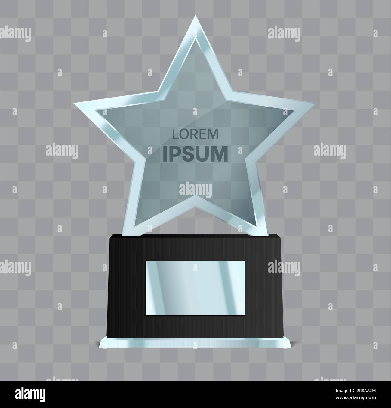 Trophy award isolated. Star shape transparent glass prize. Vector ...