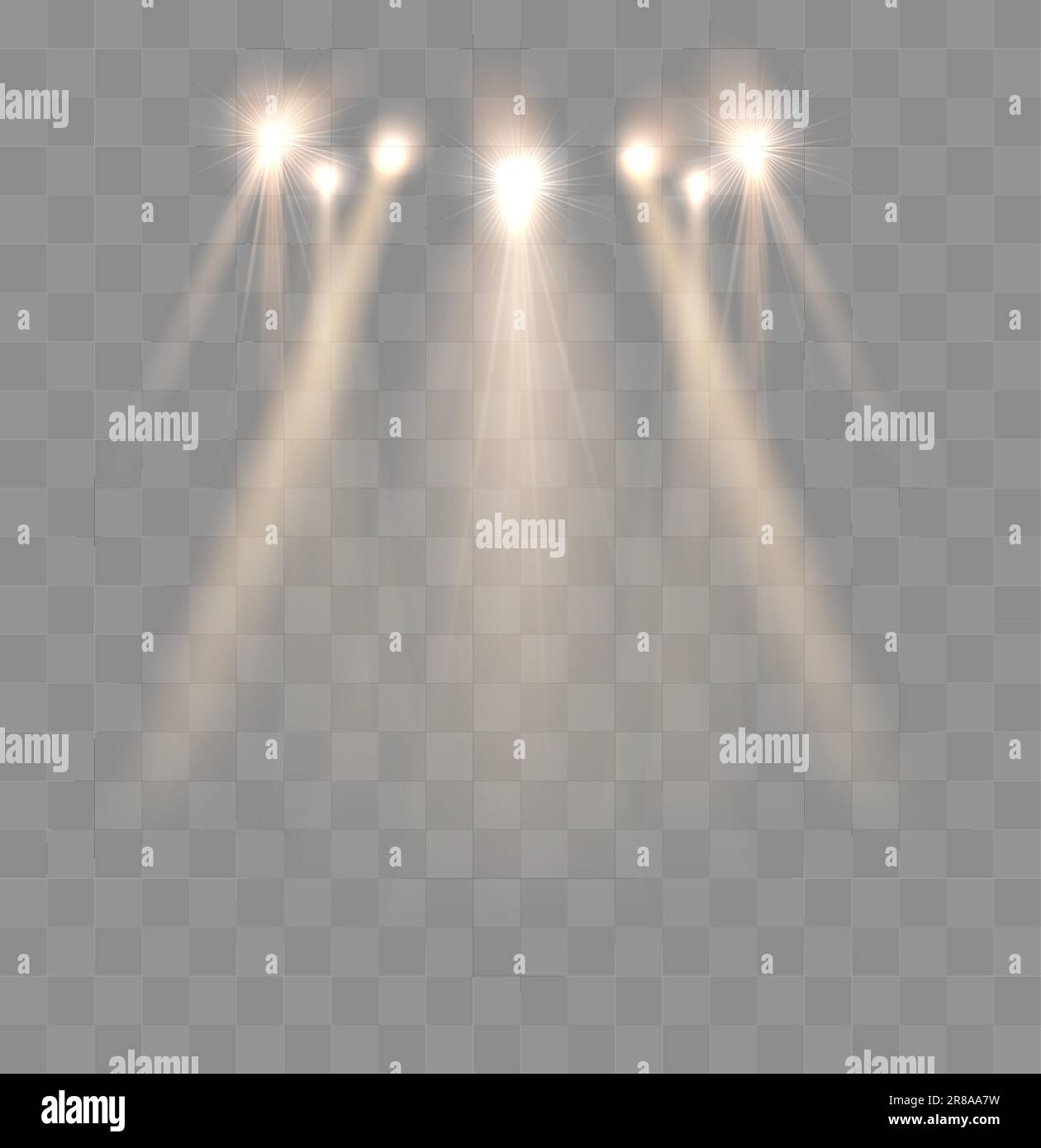 Spotlights isolated. Gold Light beams and rays. Transparent vector light effect Stock Vector ...