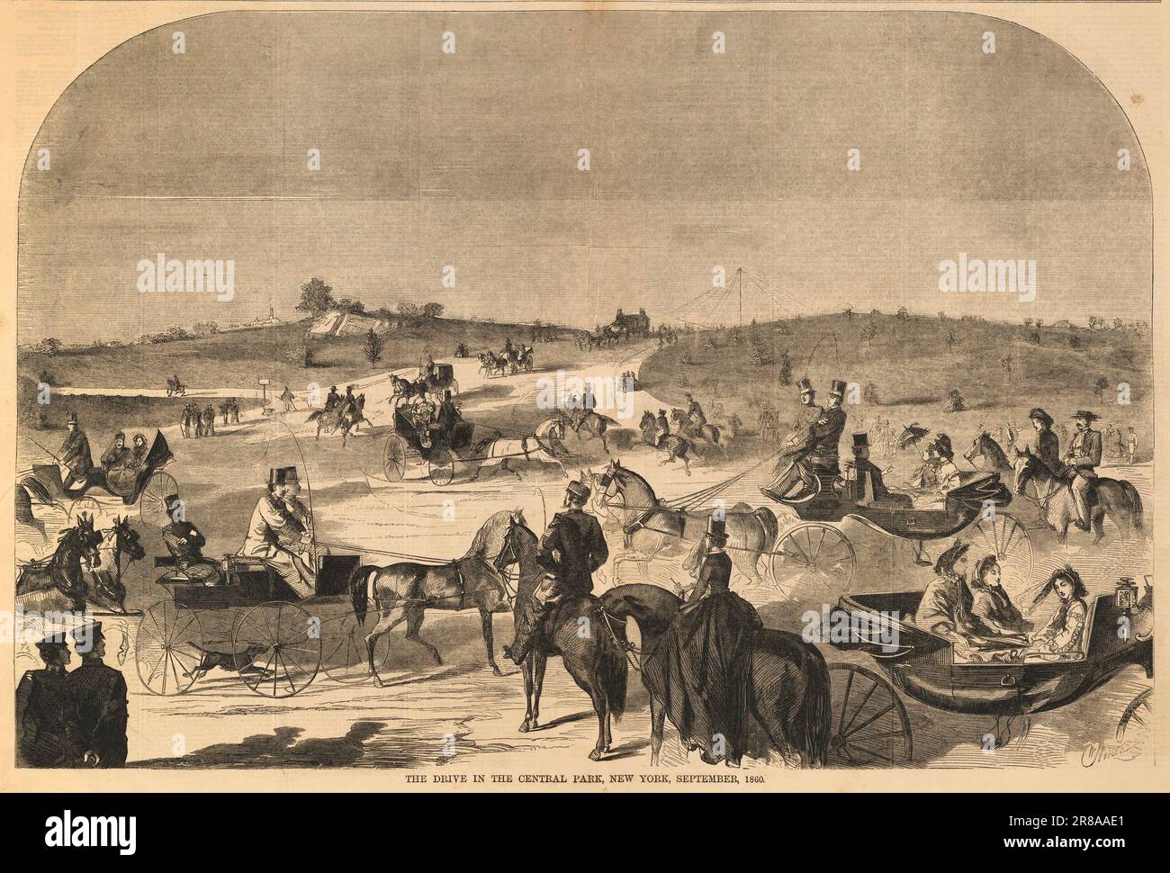 The Drive in the Central Park, New York, September 1860, from Harper's ...