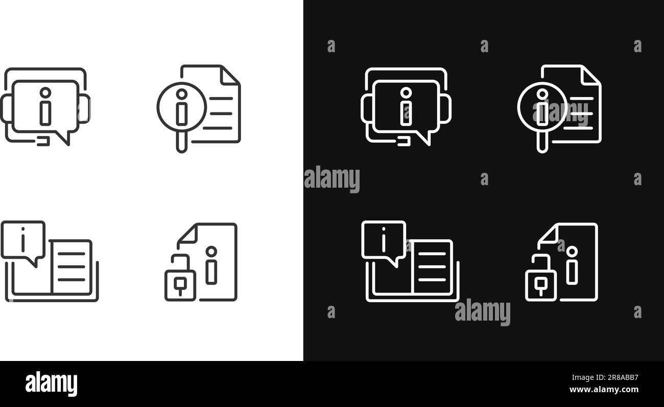 Client information support pixel perfect linear icons set for dark, light mode Stock Vector ...