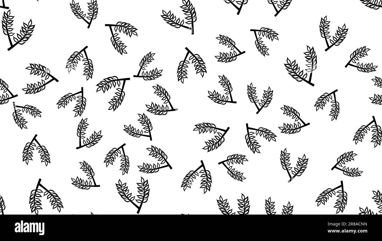 Texture seamless pattern of black plant branches with leaves and stems ...