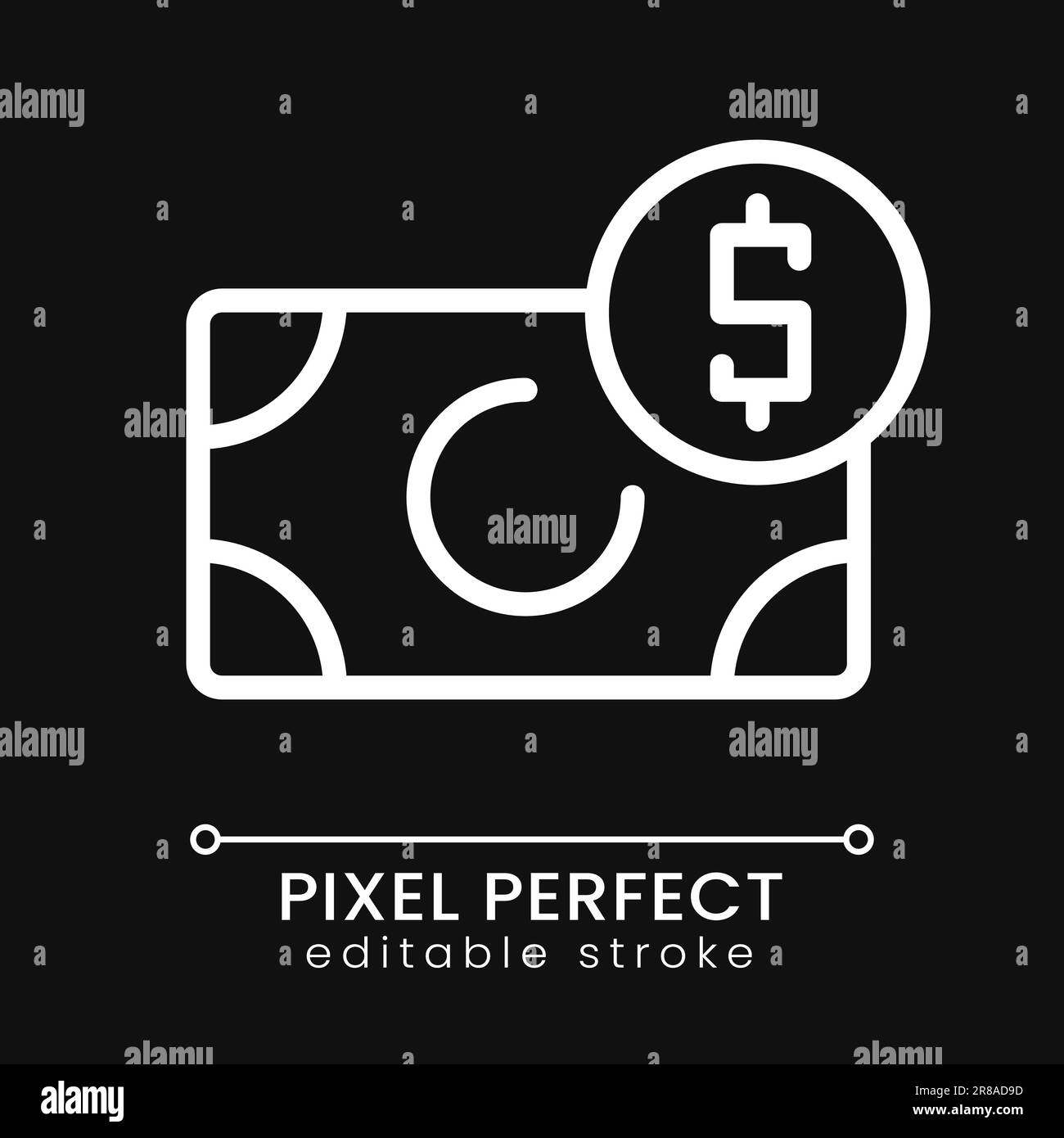 Incoming money pixel perfect white linear icon for dark theme Stock ...