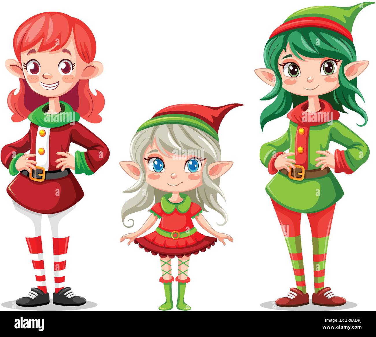 Set of Christmas cartoon characters illustration Stock Vector Image ...