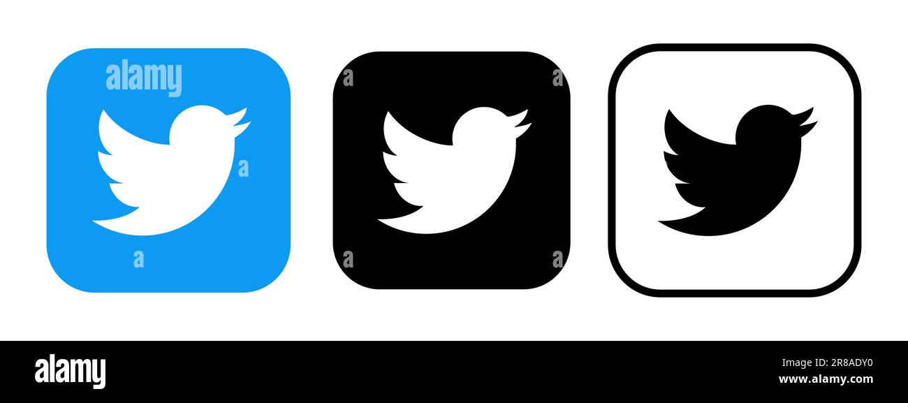 Set of vector Twitter social network icons on transparent background. EPS images. Editorial ...