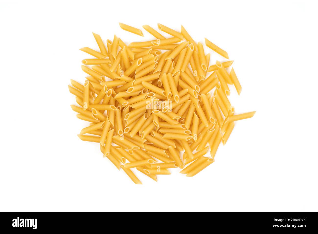 Pile of dried macaroni on top of a white background in studio Stock ...