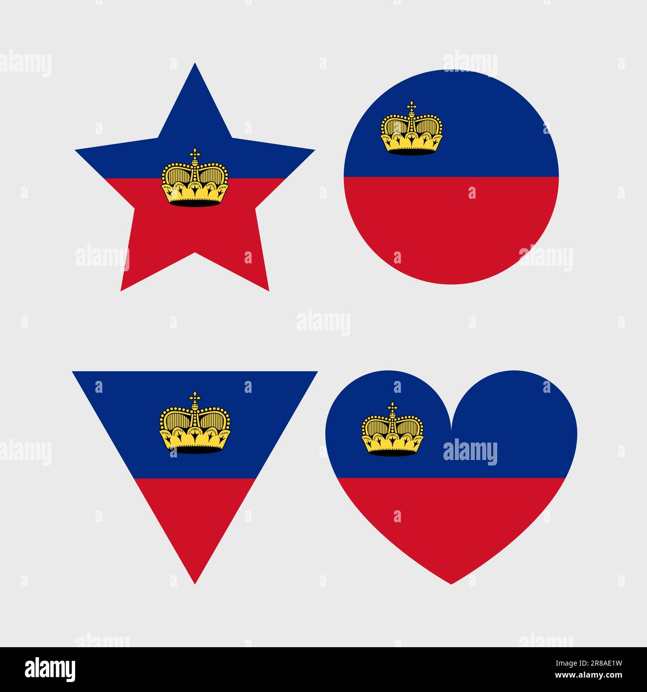 Liechtenstein flag vector icons set of illustrations in the shape of ...