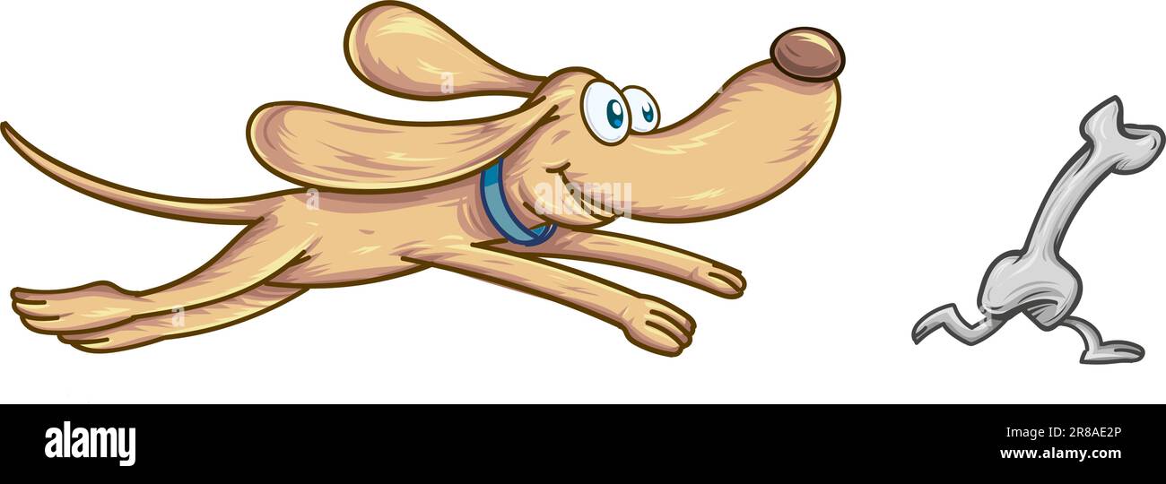 funny dog chases a bone. vector illustration Stock Vector Image & Art ...