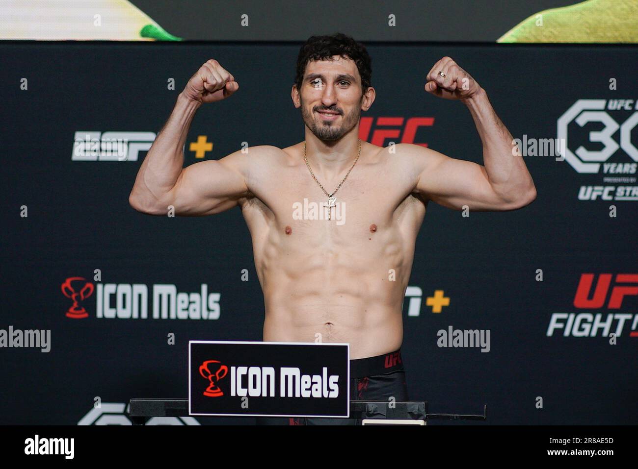 LAS VEGAS, NV - JUNE 16: Armen Petrosyan poses on the scale during the ...