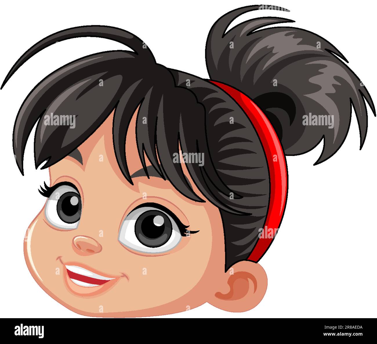 Cute Asian girl head cartoon illustration Stock Vector Image & Art - Alamy