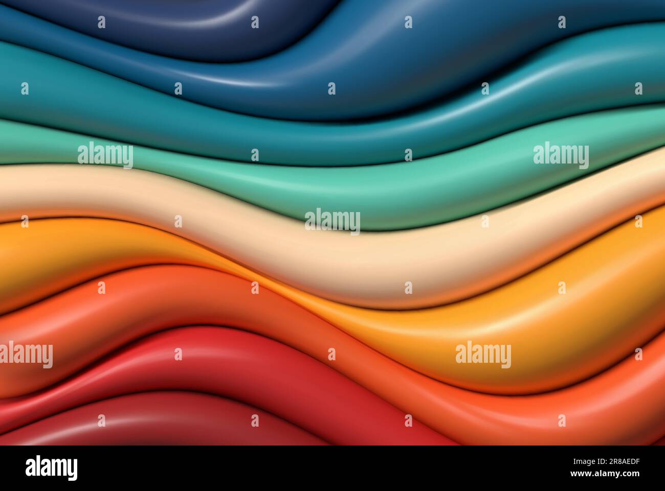 Modern abstract multicolored 3D wavy background. Horizontal lines or ...