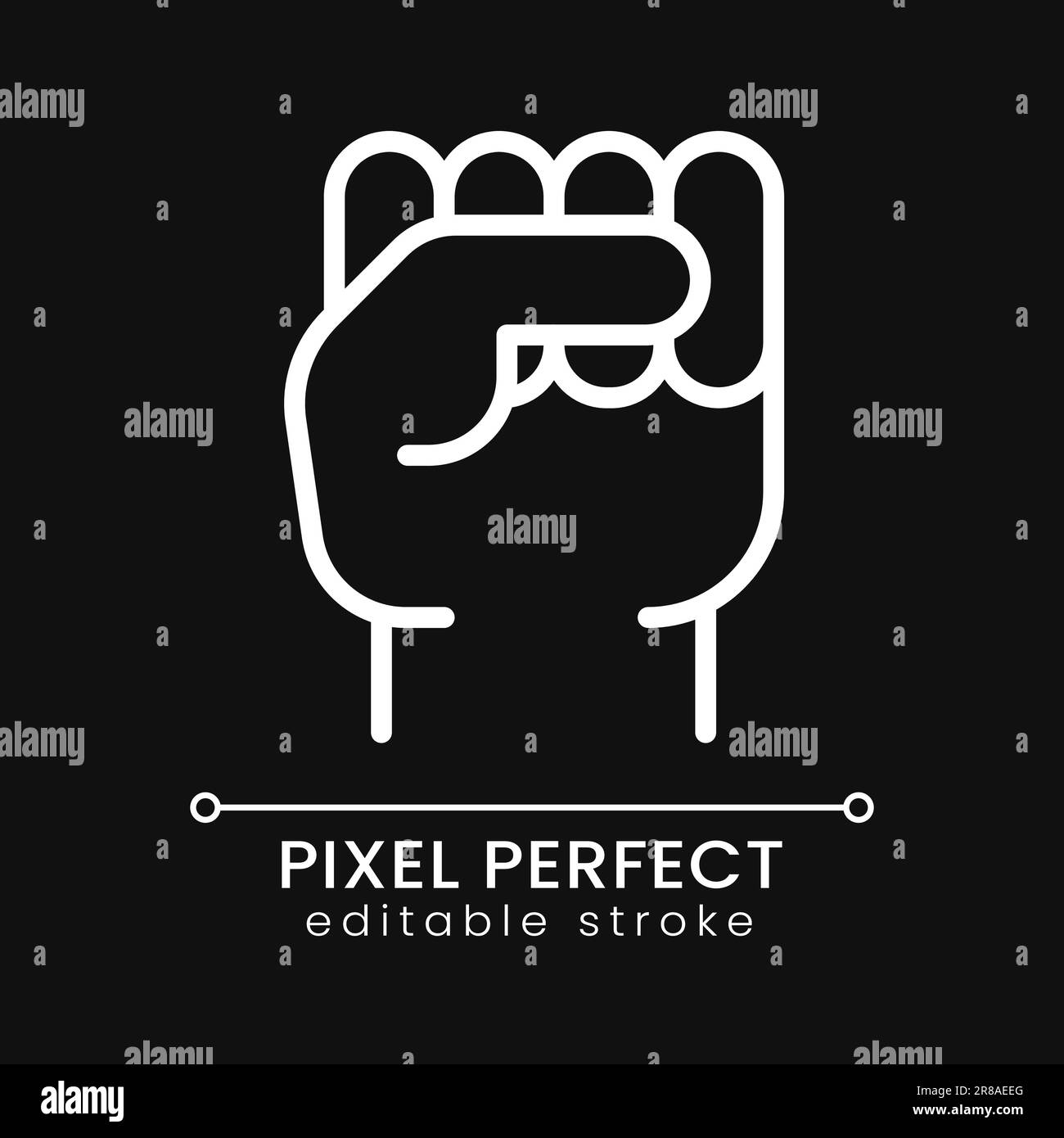 Raised fist pixel perfect white linear icon for dark theme Stock Vector ...