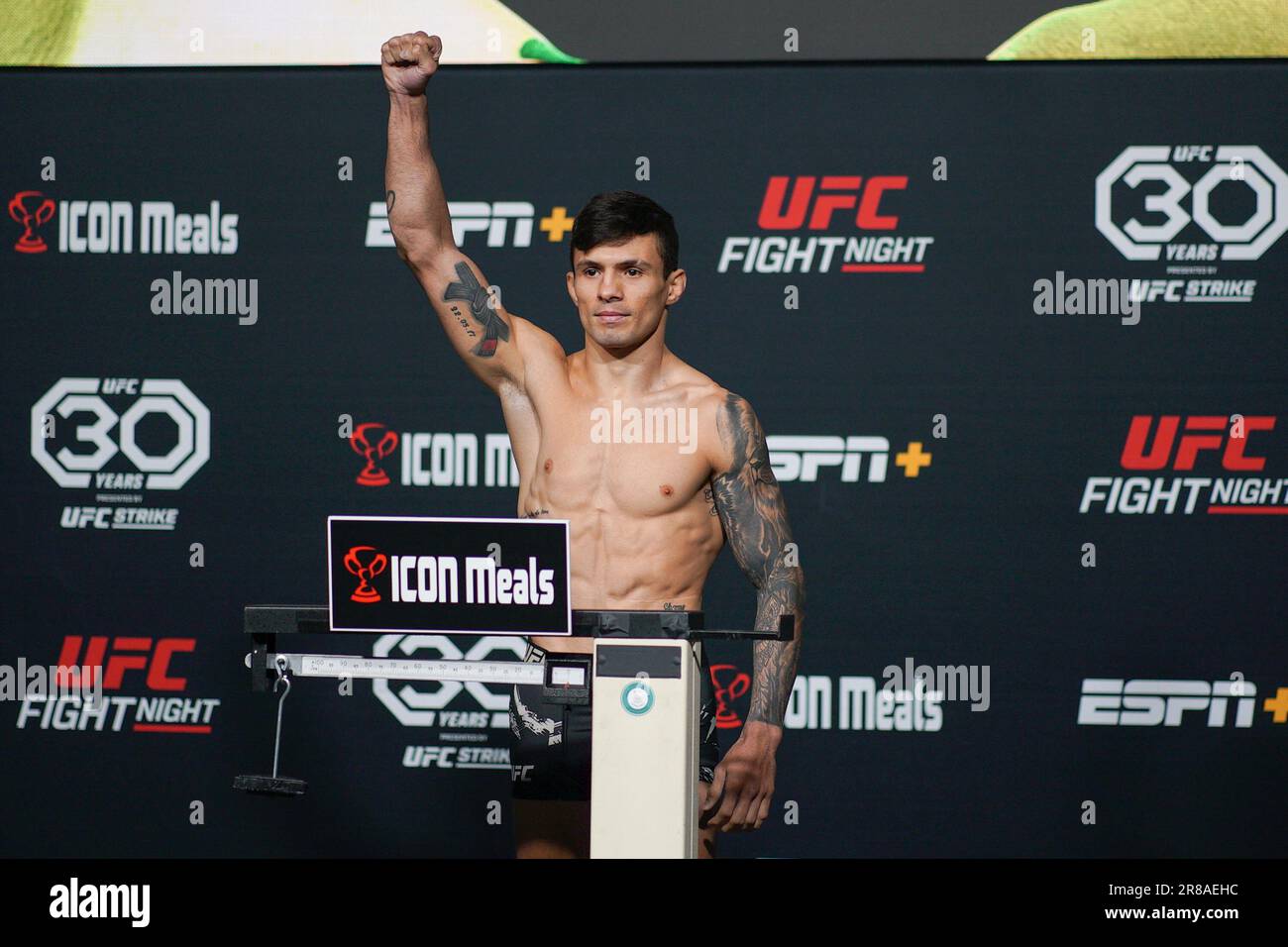 LAS VEGAS, NV - JUNE 16: Alessandro Costa poses on the scale during the ...