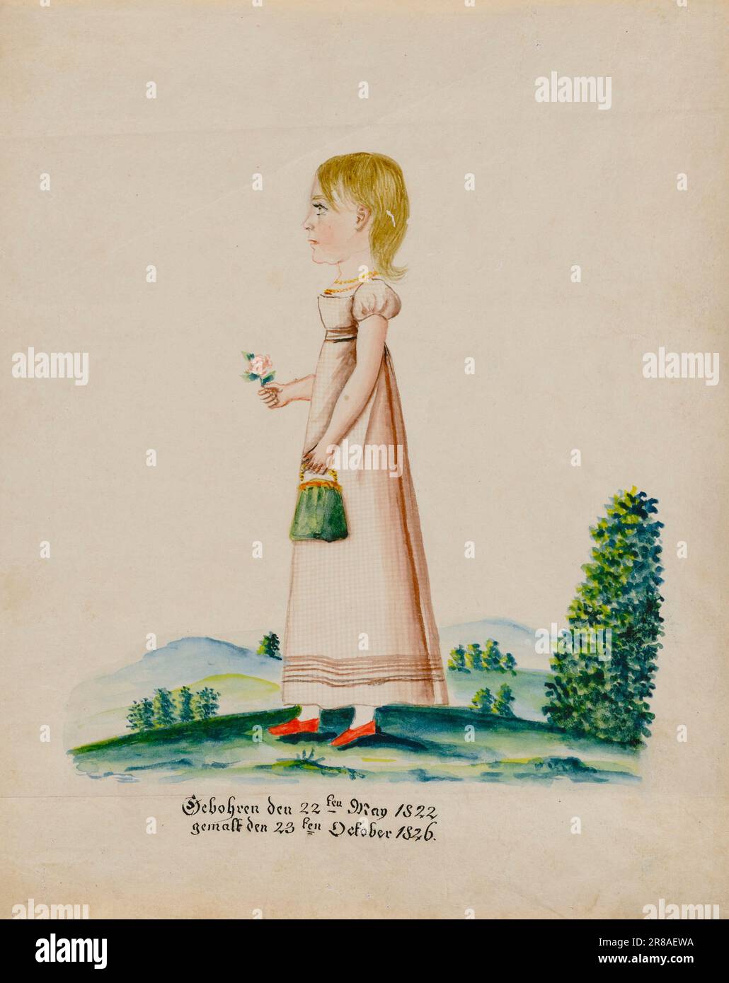 Portrait of Sarah Musser 1826 by Jacob Maentel, born Kassel, Germany ...