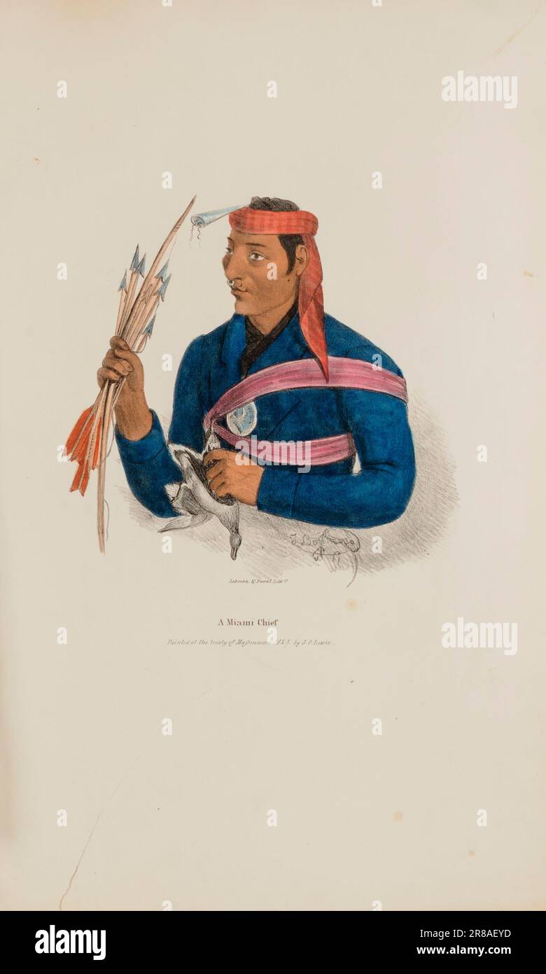 A Miami Chief, from The Aboriginal Portfolio 1835 by James Otto Lewis ...