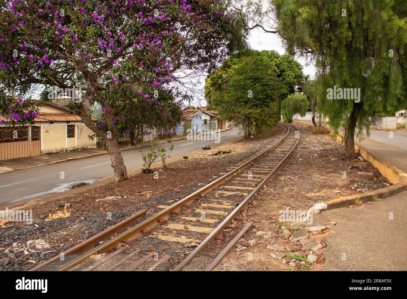 Catalao, Goias, Brazil – June 16, 2023: A stretch of locomotive tracks ...