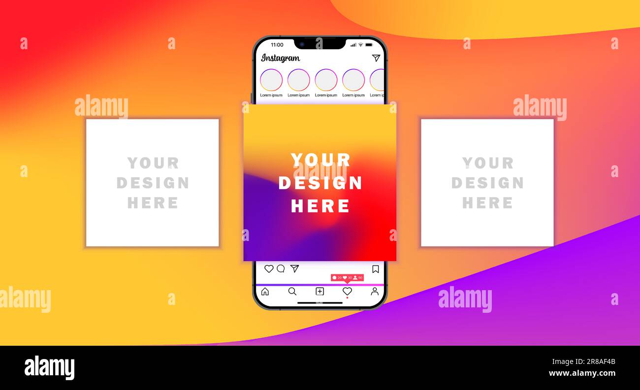 Instagram feed. Applications interface. Activity, news, follower ...