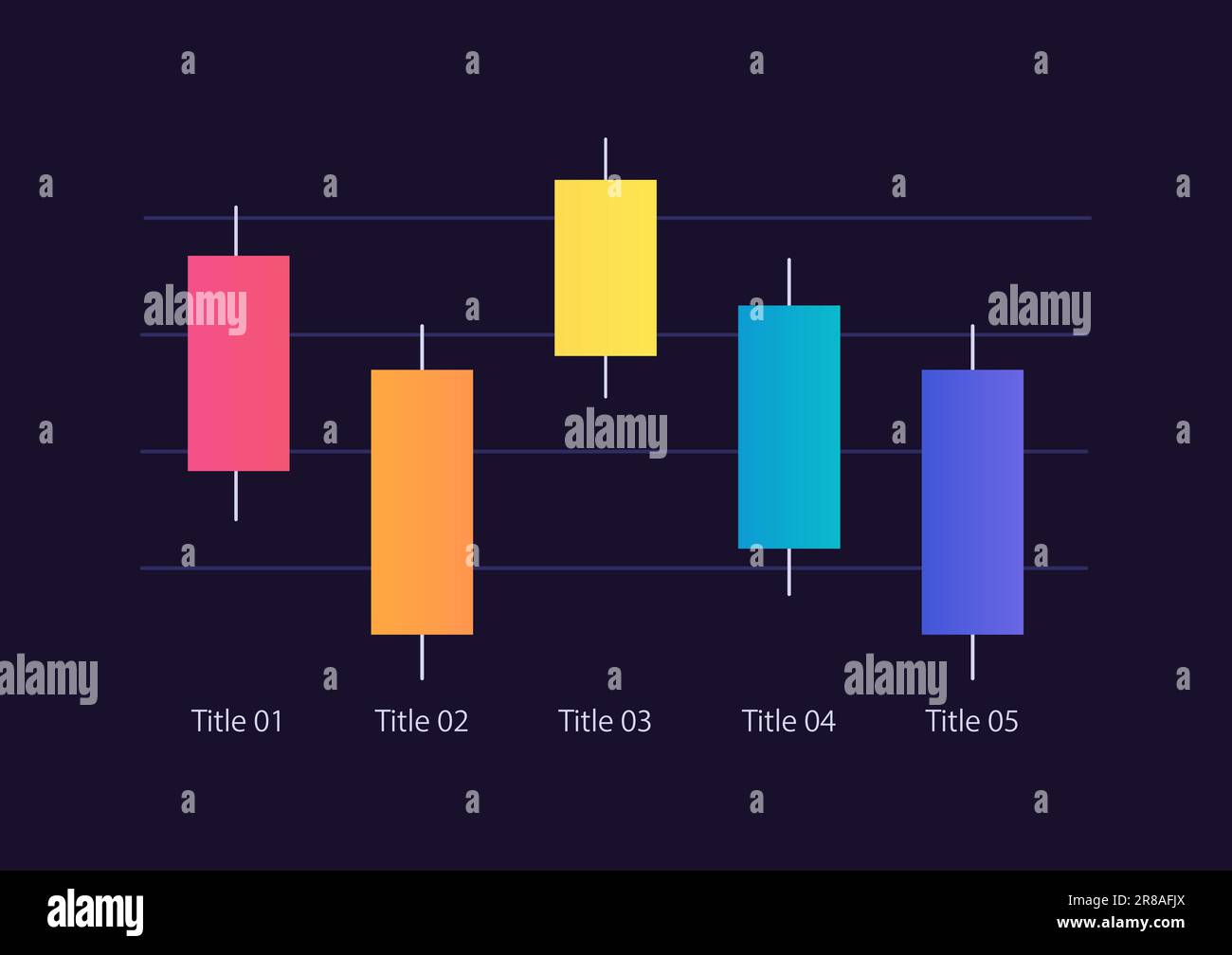 Candlestick infographic chart design template for dark theme Stock ...