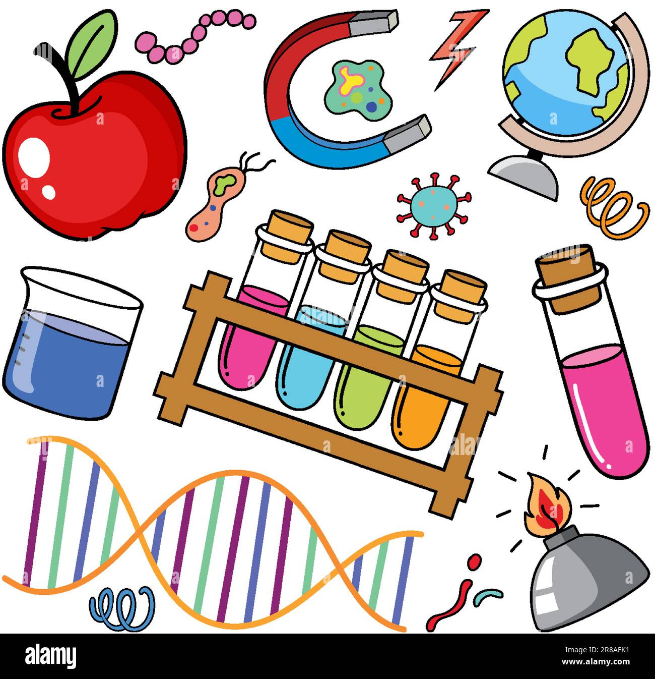 Colorful Science Objects and Icons Vector Set illustration Stock Vector ...