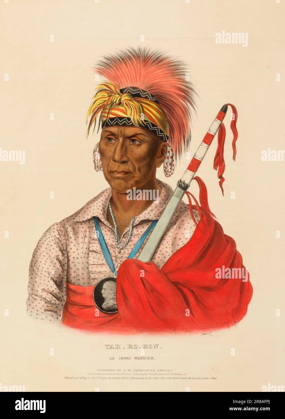 TEH-RO-HON, AN IOWAY WARRIOR., from History of the Indian Tribes of ...