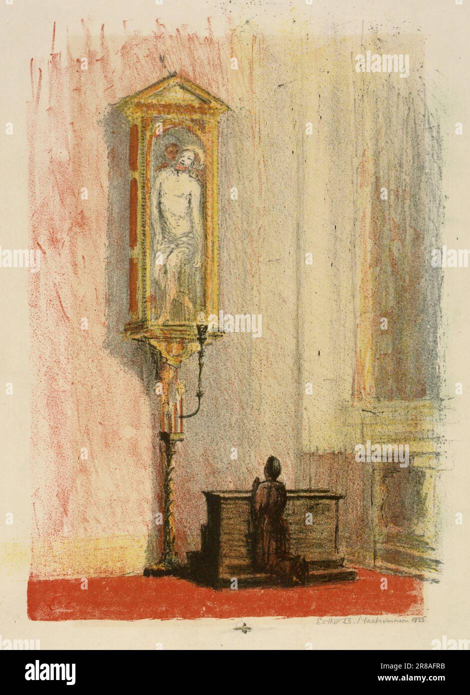 Figure Praying before Shrine of Christ 1925 by Esther Blaikie MacKinnon ...