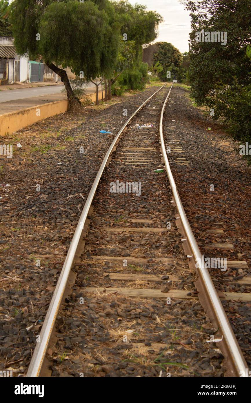 Catalao, Goias, Brazil – June 16, 2023: A stretch of locomotive tracks ...