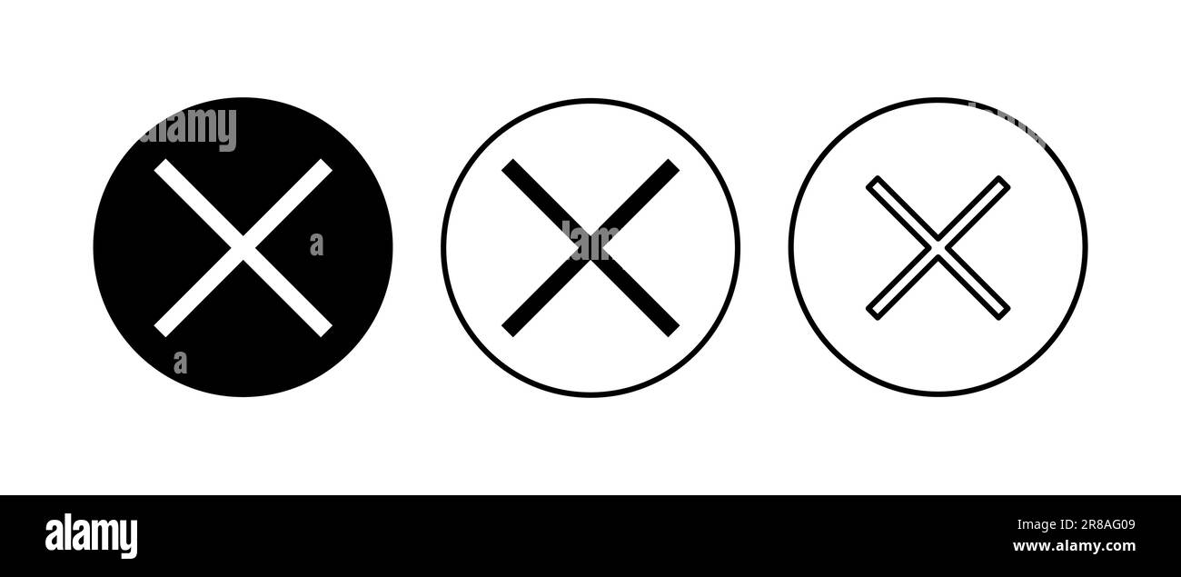 Cross icon delete sign Black and White Stock Photos & Images - Alamy