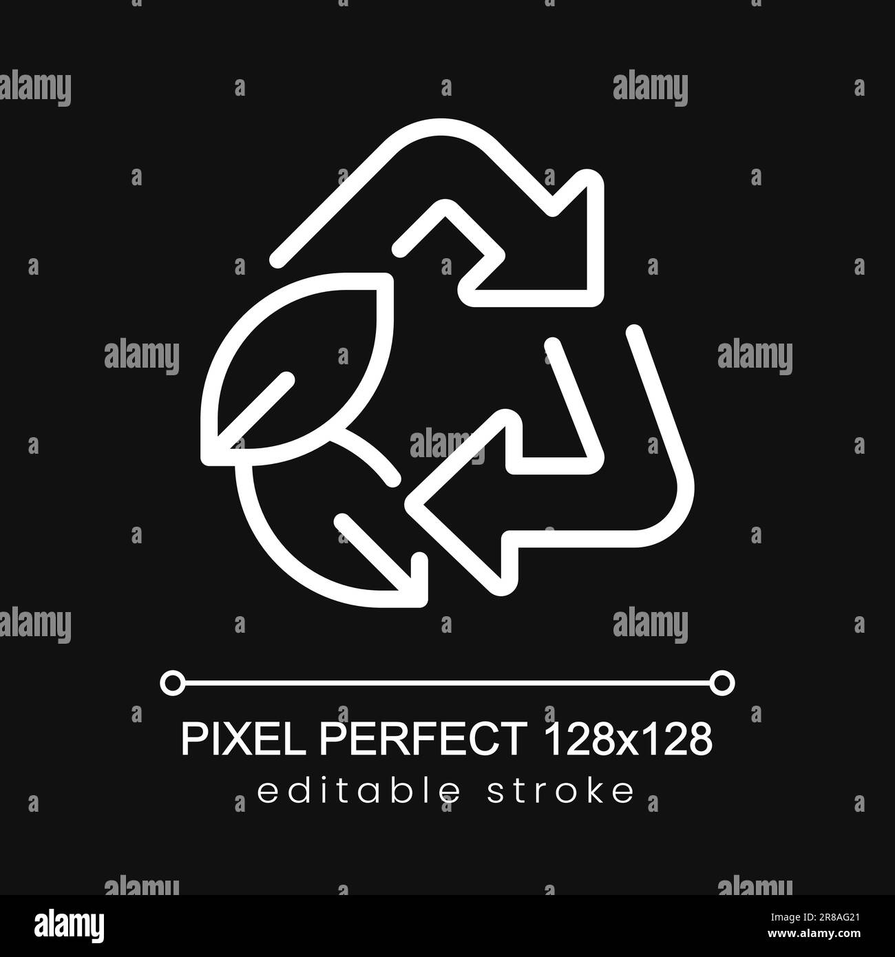 Recycling pixel perfect white linear icon for dark theme Stock Vector ...