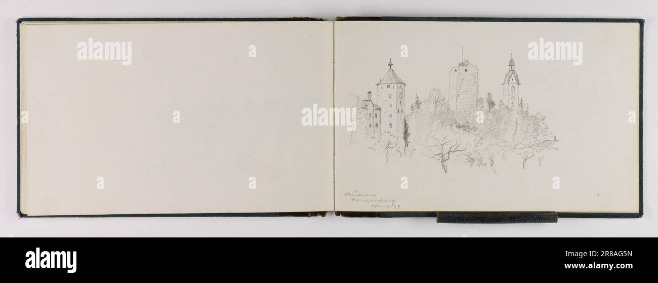 (Sketchbook) Old Towers, Laufenberg 1899 by George Elbert Burr, born ...