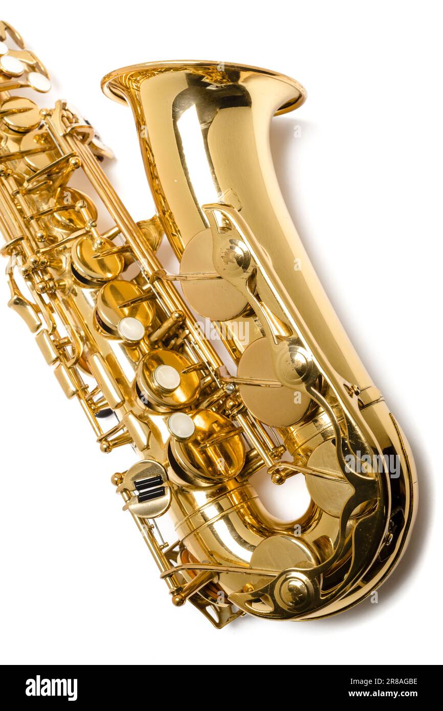 Saxophone Jazz instrument isolated Stock Photo - Alamy
