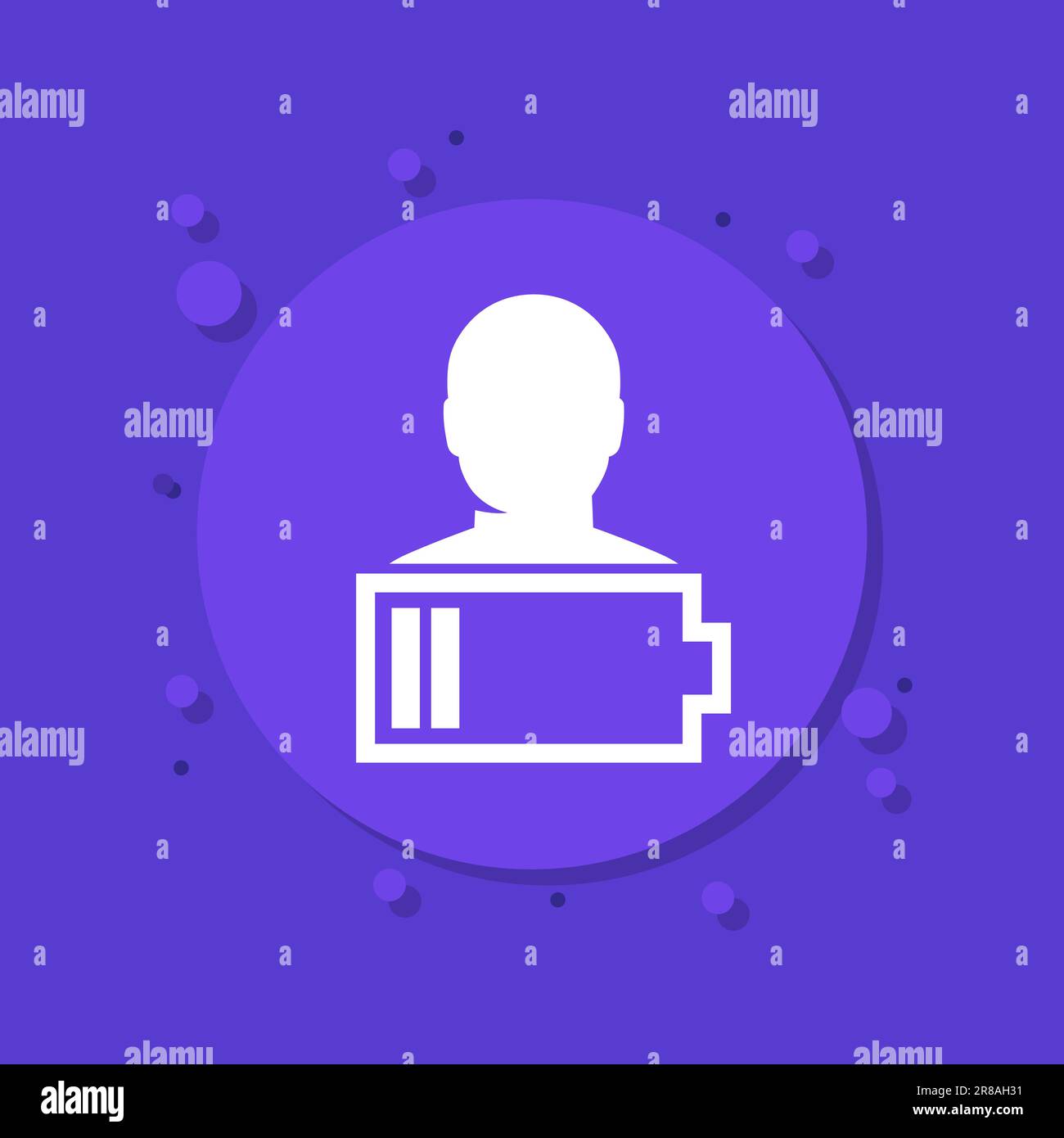 tired icon with low battery and man, vector Stock Vector Image & Art ...