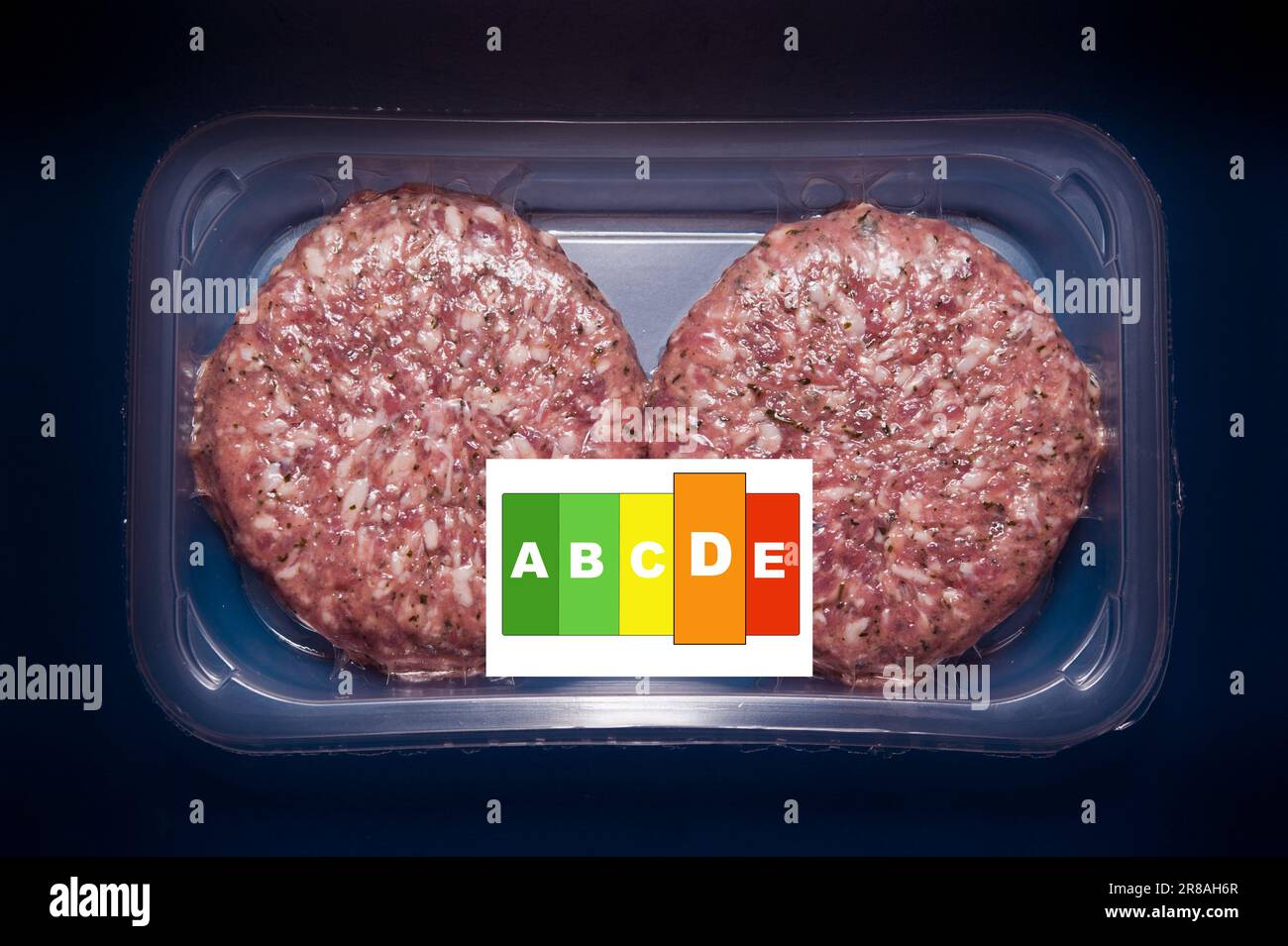 two packaged hamburger and nutriscore label Stock Photo - Alamy