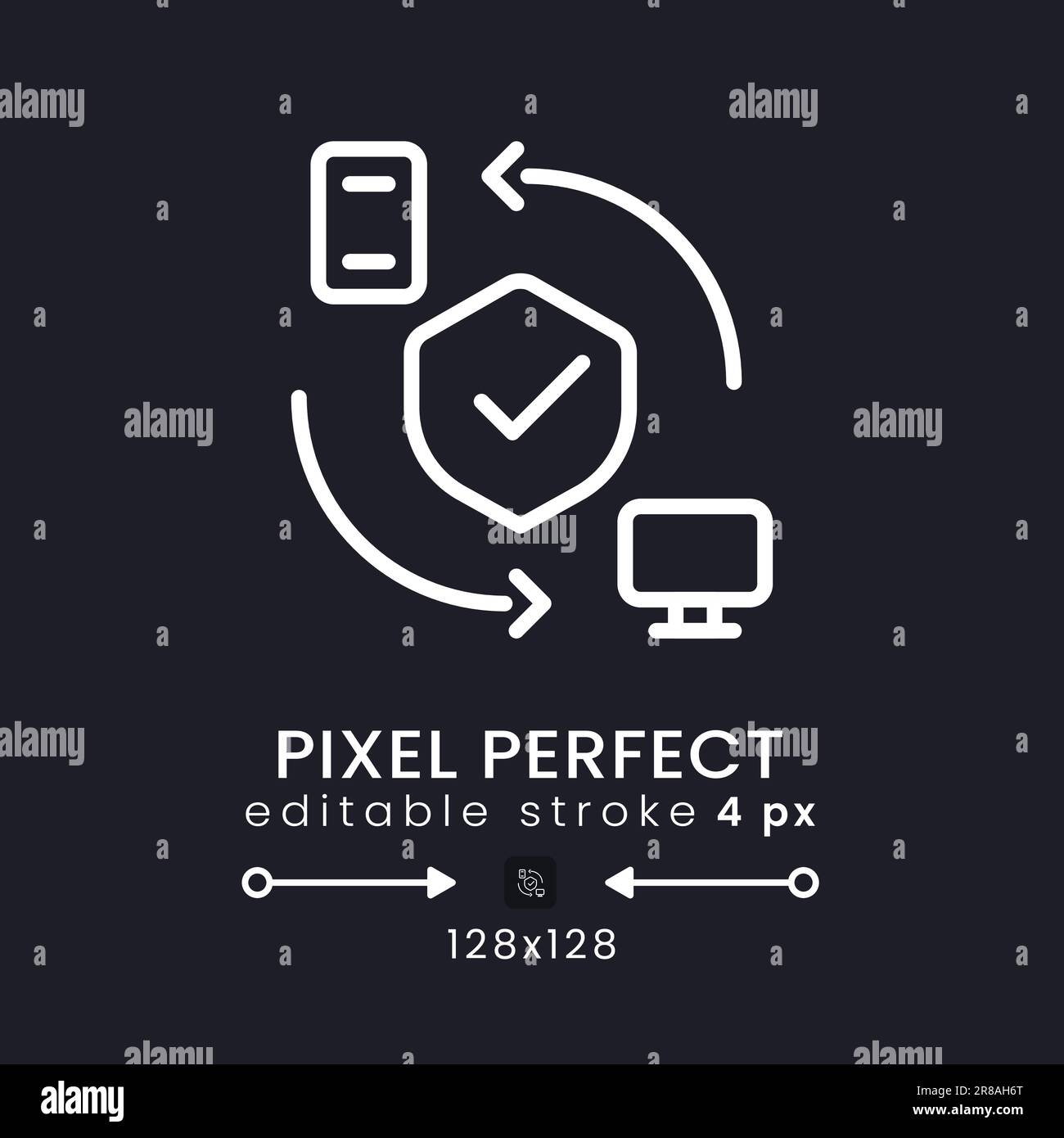 Remote access security white linear desktop icon on black Stock Vector ...