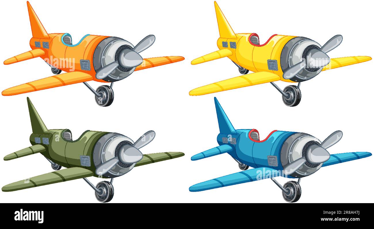 Set of isolated jet plane cartoon illustration Stock Vector Image & Art ...