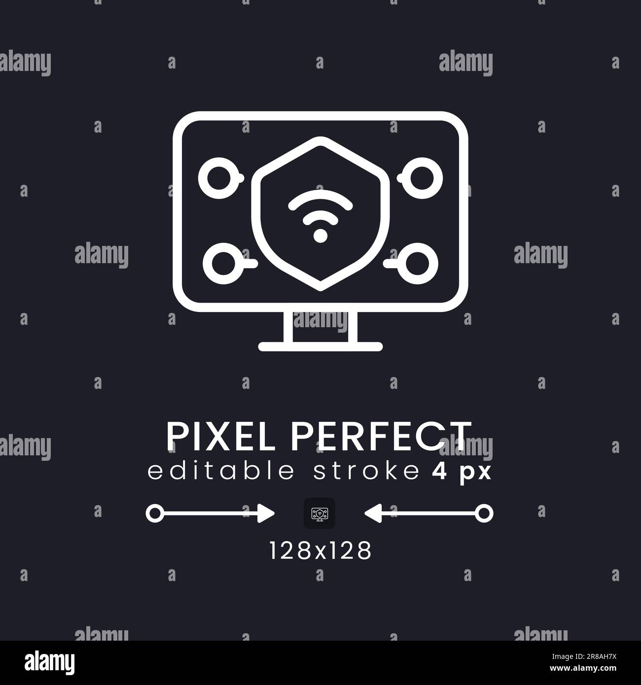 Endpoint security white linear desktop icon on black Stock Vector Image ...