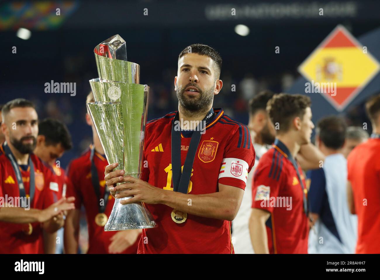 Rotterdam, Netherlands. 18th June, 2023. Jordi Alba (ESP) Football/Soccer : Alba celebrate after ...