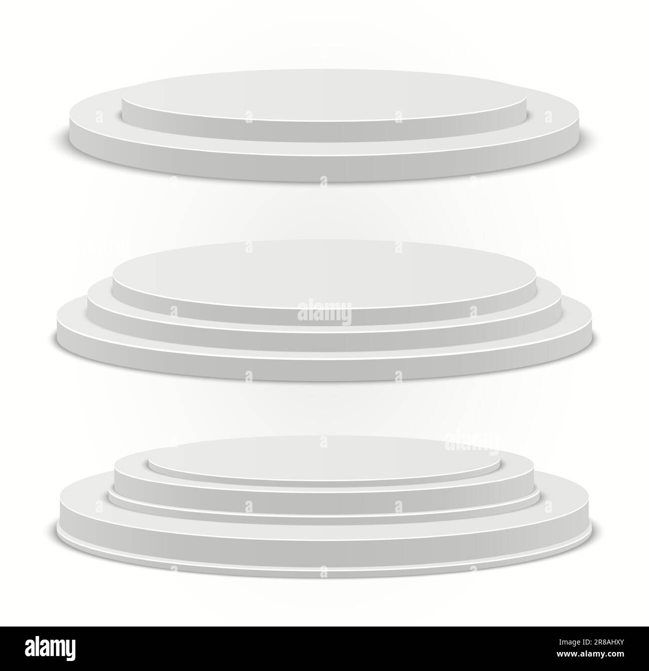 Set of circle podiums. Vector 3d stage isolated on white background ...
