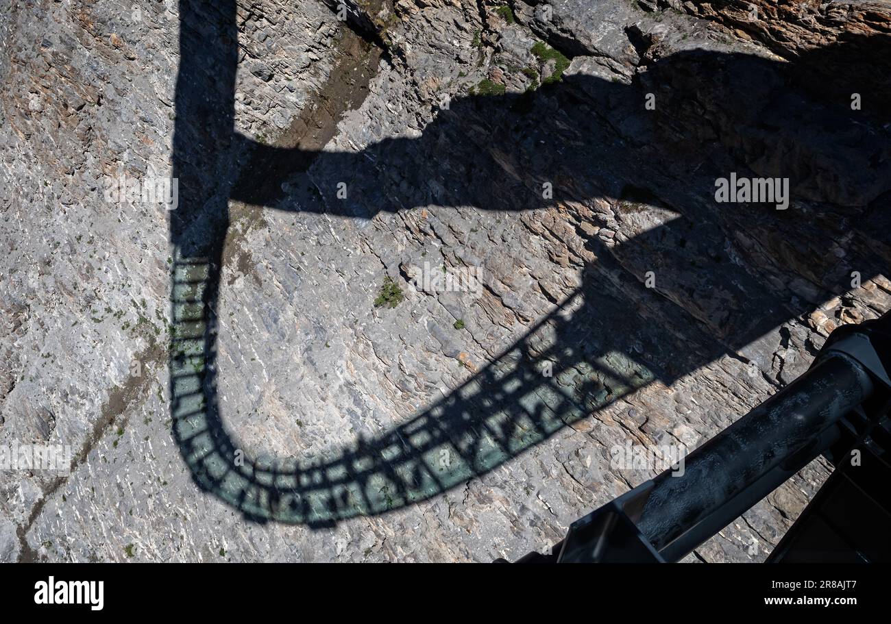 Reflection on mountain florr of the glass bridge of the Columbia ...