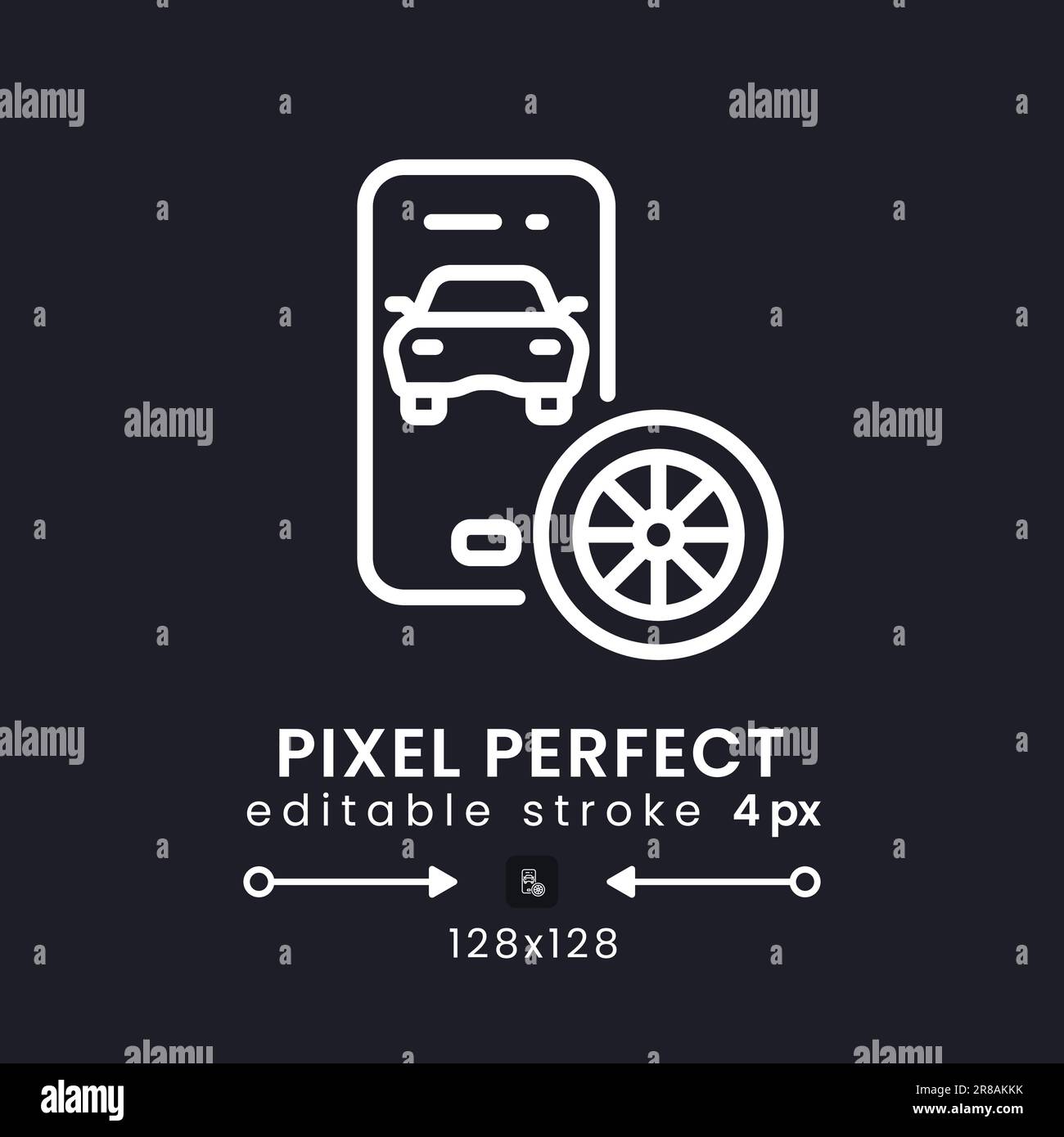 Automotive app white linear desktop icon on black Stock Vector Image ...