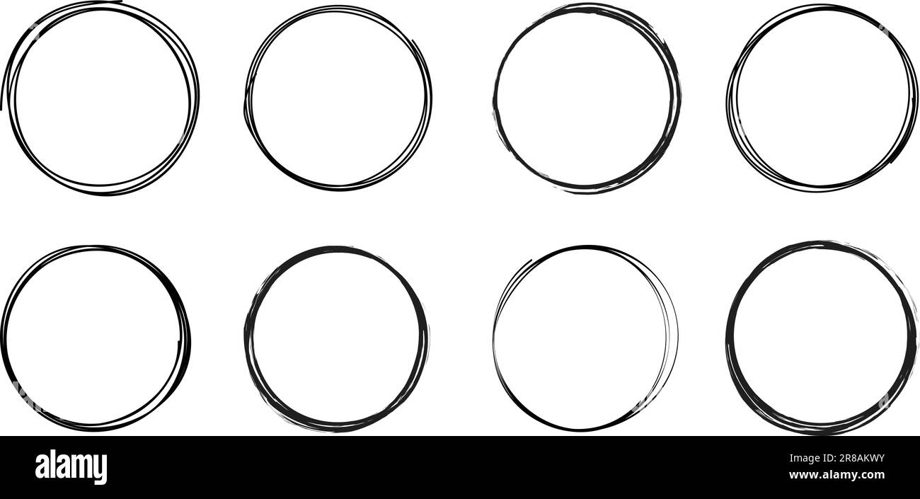 Doodle line circle. Circular scribble, artistic round illustration ...